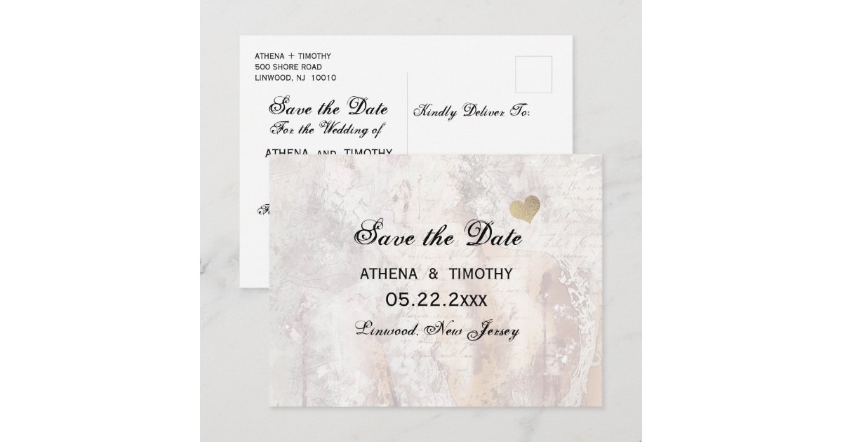 Elegant Calligraphy Save the Date Regency Postcard | Zazzle