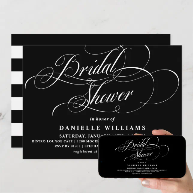 Elegant Calligraphy Script Bridal Shower Invitation | Zazzle