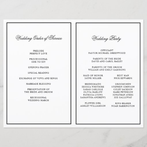 Elegant Calligraphy Script Folded Wedding Program | Zazzle