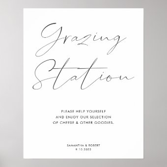 Elegant Calligraphy Script Grazing Station Wedding Poster | Zazzle