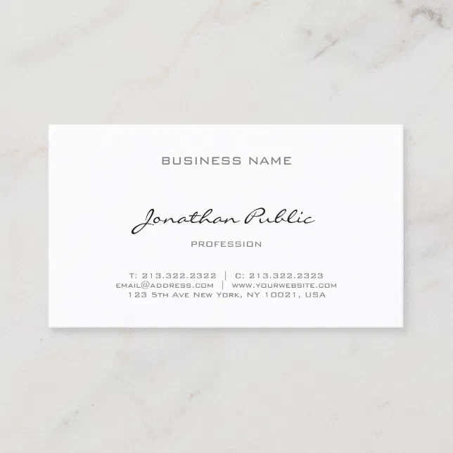 Elegant Calligraphy Script Modern Professional Business Card | Zazzle
