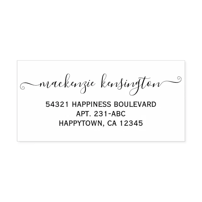 Elegant Calligraphy Script Name Address Rubber Stamp | Zazzle