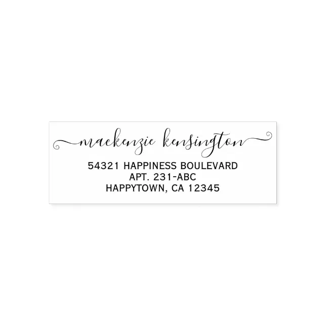 Elegant Calligraphy Script Name Address Self-inking Stamp | Zazzle