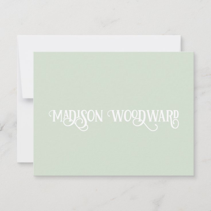 Elegant Calligraphy Script Pastel Green Note Card | Zazzle