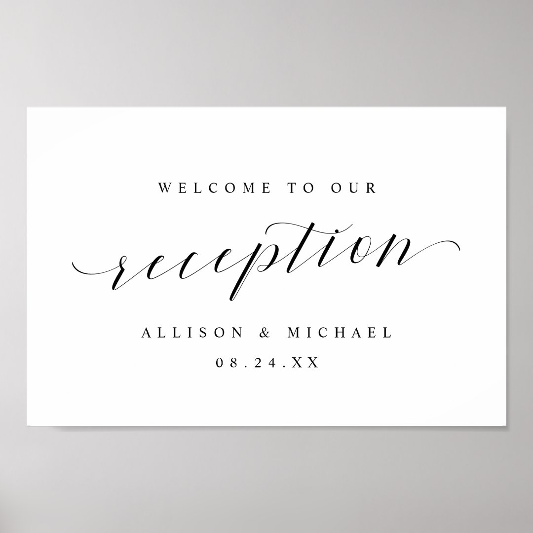 Elegant Calligraphy Script Reception Welcome Sign | Zazzle