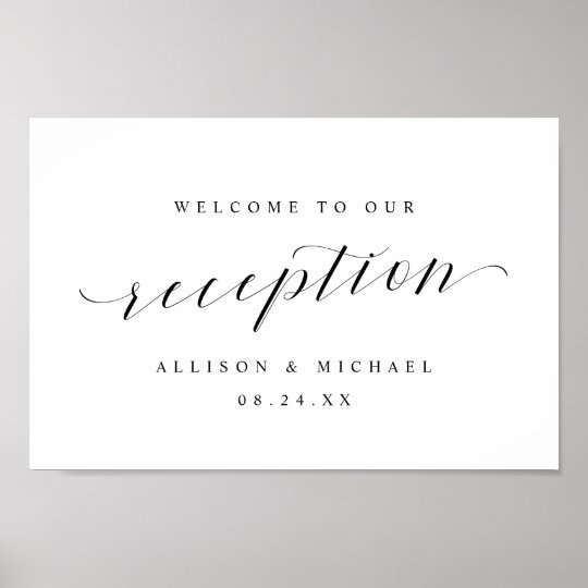 Elegant Calligraphy Script Reception Welcome Sign | Zazzle.com