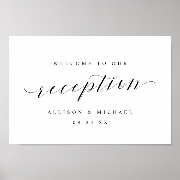Elegant Calligraphy Script Reception Welcome Sign | Zazzle