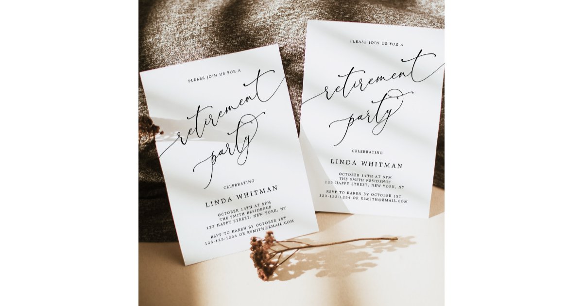 Elegant Calligraphy Script Retirement Party Invitation | Zazzle