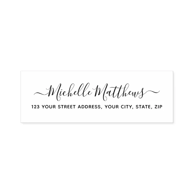 Elegant calligraphy script return address self-inking stamp | Zazzle