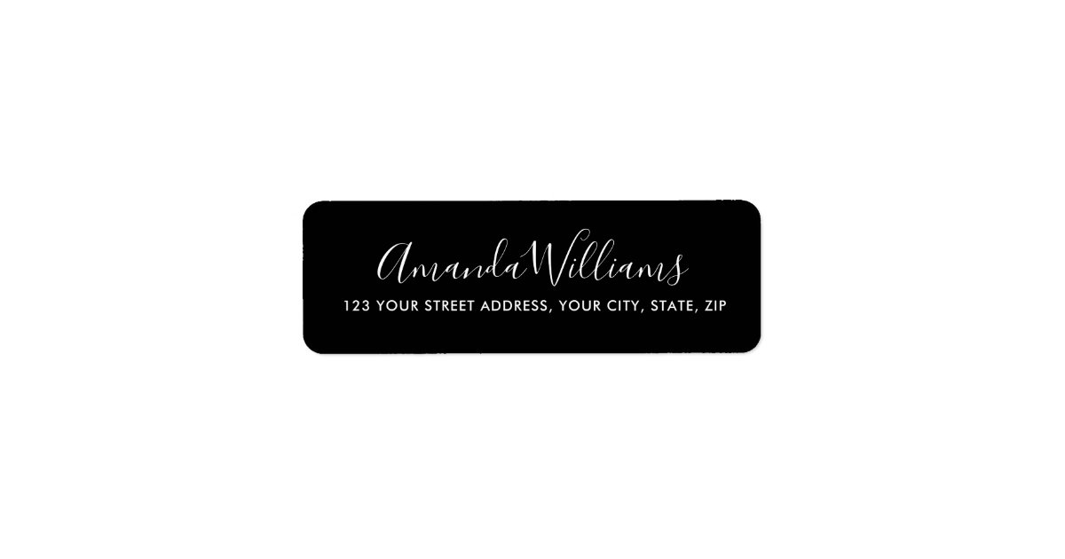 Elegant calligraphy script simple black address label | Zazzle