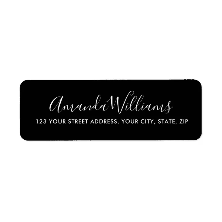 Elegant calligraphy script simple black address label | Zazzle
