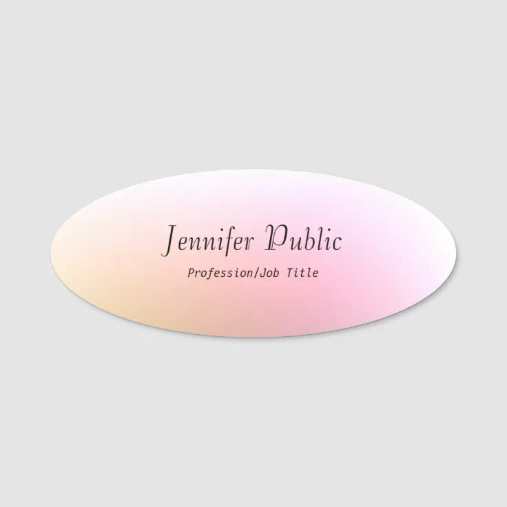 Elegant Calligraphy Script Text Colorful Template Name Tag | Zazzle
