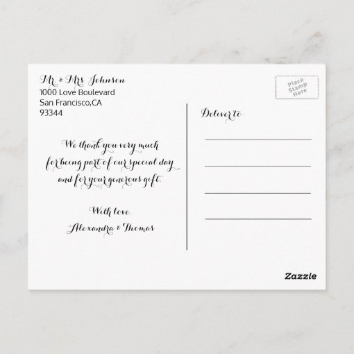 Elegant Calligraphy Script THANK YOU with PHOTO Postcard | Zazzle