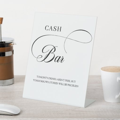 Elegant Calligraphy Script Wedding Cash Bar Sign | Zazzle