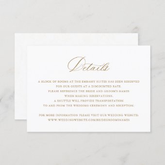 Elegant Calligraphy Script Wedding Details Insert Invitation | Zazzle
