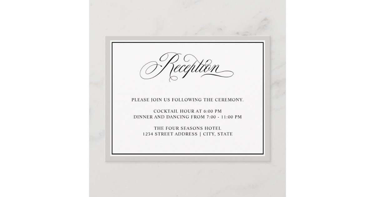 Elegant Calligraphy Script Wedding Reception Postcard | Zazzle