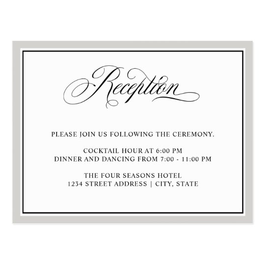 Elegant Calligraphy Script Wedding Reception Postcard | Zazzle.com