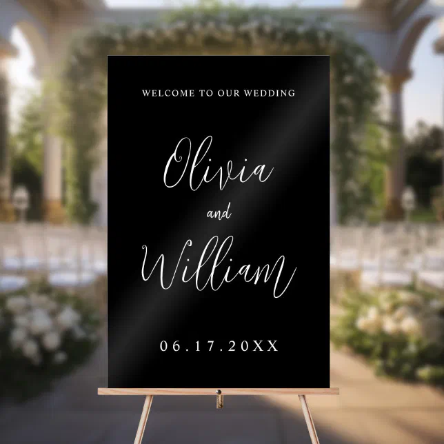 Elegant Calligraphy Script Wedding Welcome Acrylic Sign | Zazzle