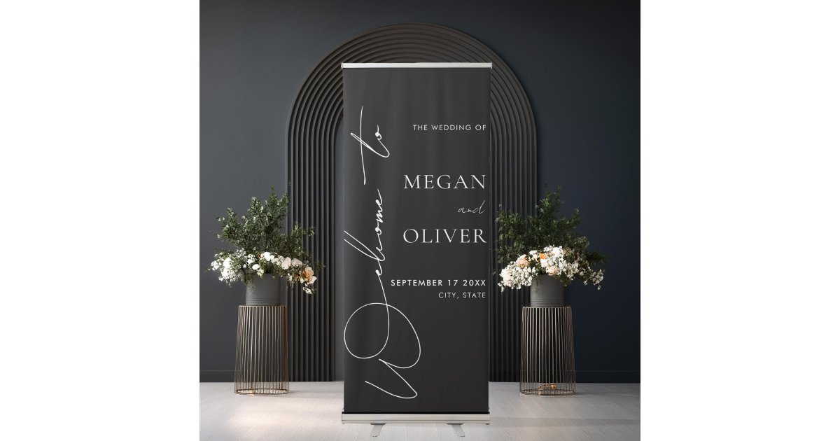 Elegant Calligraphy Script Wedding Welcome Retractable Banner | Zazzle