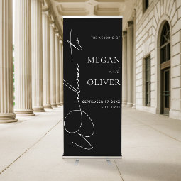 Elegant Calligraphy Script Wedding Welcome Retractable Banner | Zazzle