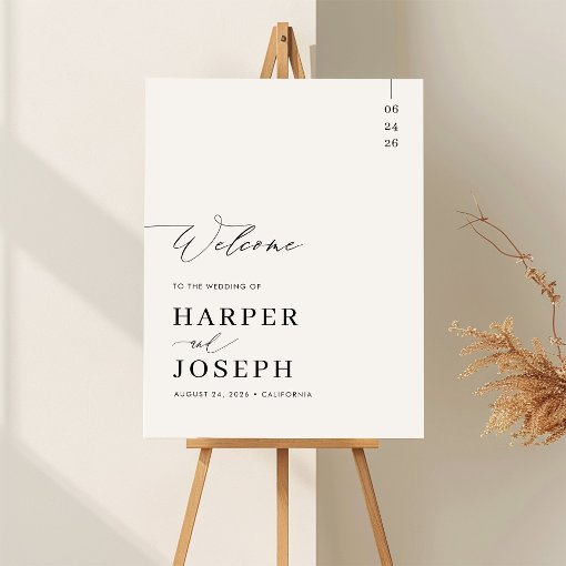 Elegant Calligraphy Script Wedding Welcome Sign | Zazzle