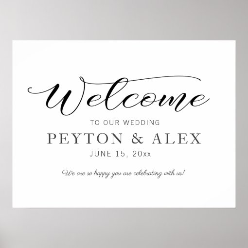 Elegant Calligraphy Script Welcome to our Wedding Poster | Zazzle