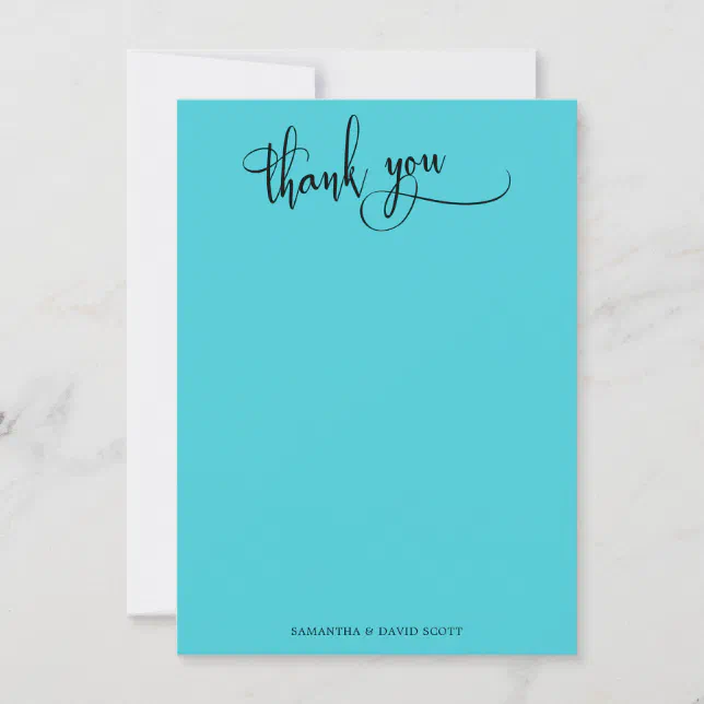 Elegant Calligraphy Simple Turquoise Thank You | Zazzle