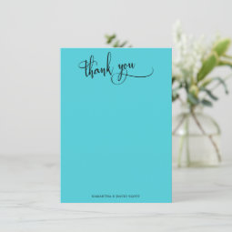Elegant Calligraphy Simple Turquoise Thank You | Zazzle