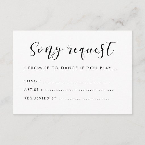 Elegant calligraphy Song request Enclosure Card | Zazzle