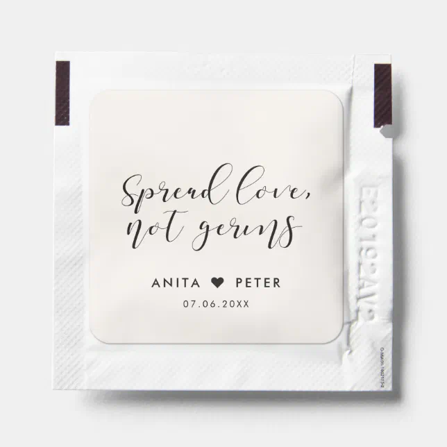Elegant calligraphy Spread love not germs Hand Sanitizer Packet | Zazzle