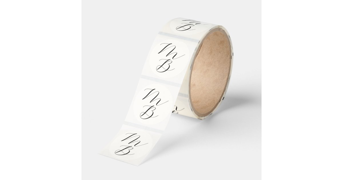 Elegant Calligraphy Style Wedding Monogram Bulk Classic Round Sticker ...