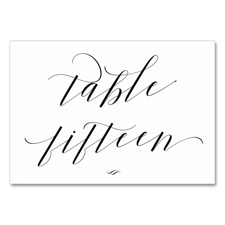 Elegant Calligraphy Table Fifteen Reception Table Number | Zazzle