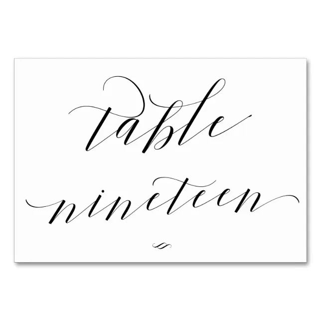 Elegant Calligraphy Table Nineteen Reception Table Number | Zazzle