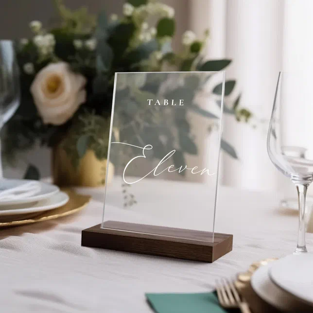 Elegant Calligraphy Table Number Eleven Acrylic Sign | Zazzle