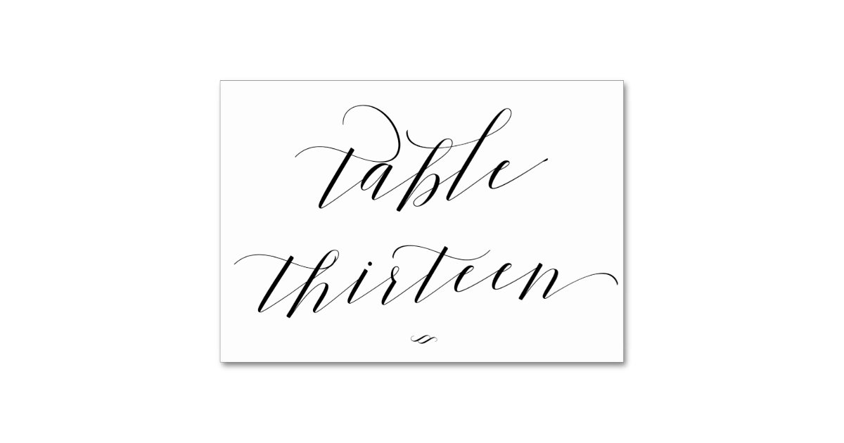 Elegant Calligraphy Table Thirteen Reception Table Number | Zazzle