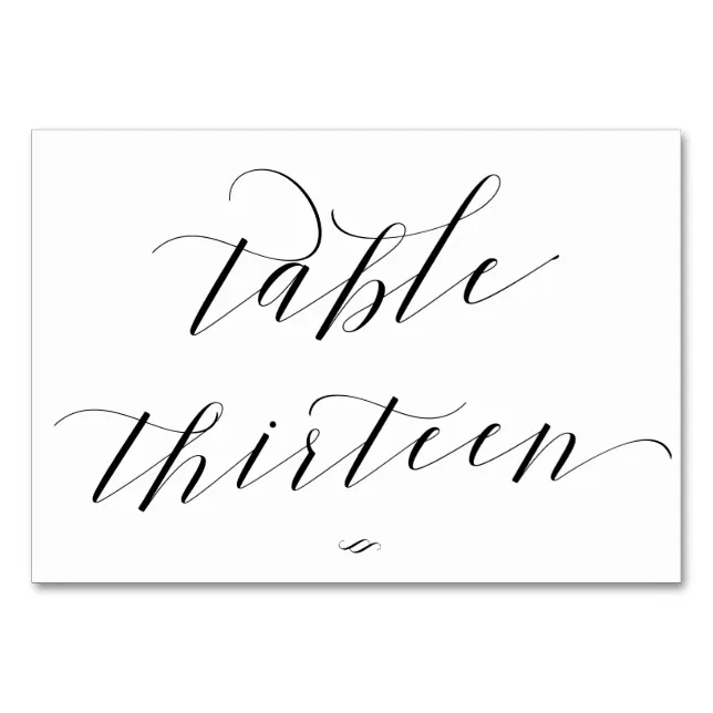 Elegant Calligraphy Table Thirteen Reception Table Number | Zazzle