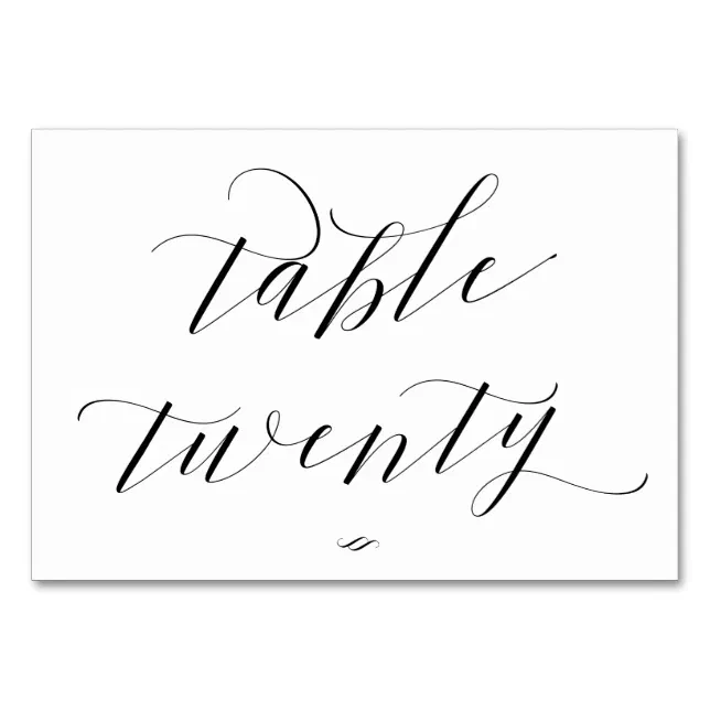 Elegant Calligraphy Table Twenty Reception Table Number | Zazzle
