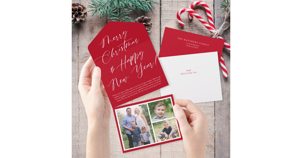 Elegant Calligraphy Tear Away Photo Holiday Card | Zazzle