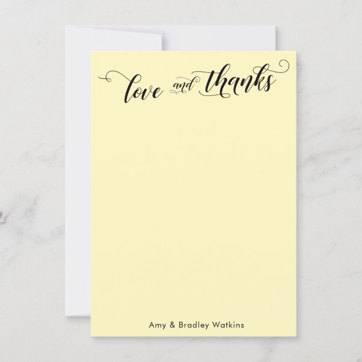 Elegant Calligraphy Thank You Pale Yellow | Zazzle