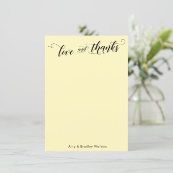Elegant Calligraphy Thank You Pale Yellow | Zazzle