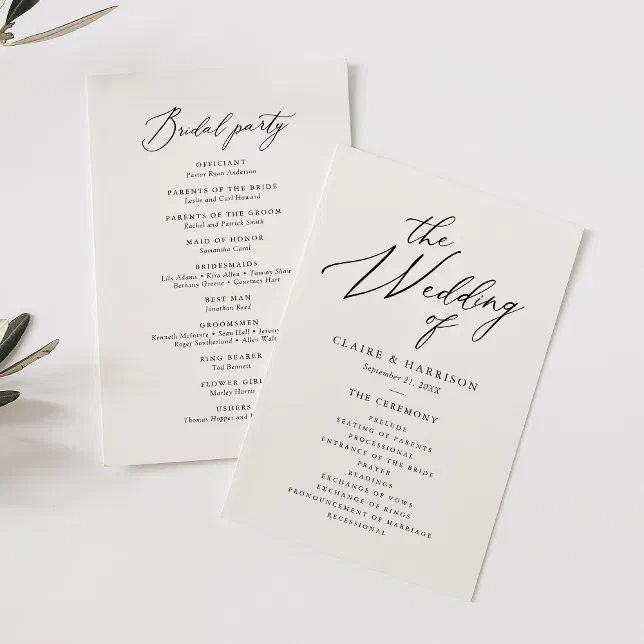 Elegant Calligraphy The Wedding of Program | Zazzle