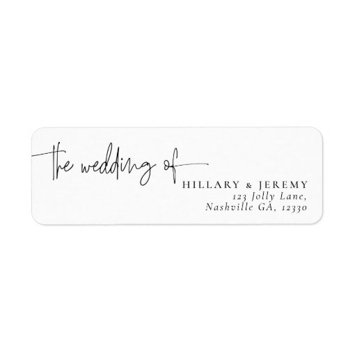 Elegant Calligraphy the wedding of Return Address Label | Zazzle