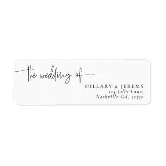 Elegant Calligraphy the wedding of Return Address Label | Zazzle