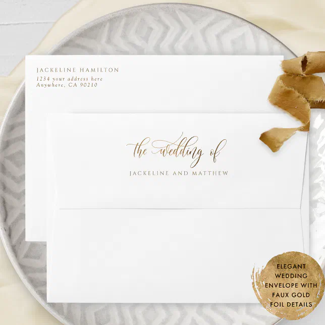 Elegant Calligraphy, The Wedding of, White Wedding Envelope | Zazzle