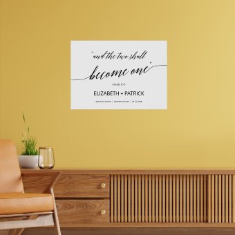 Elegant Calligraphy Two Become One Welcome Poster | Zazzle