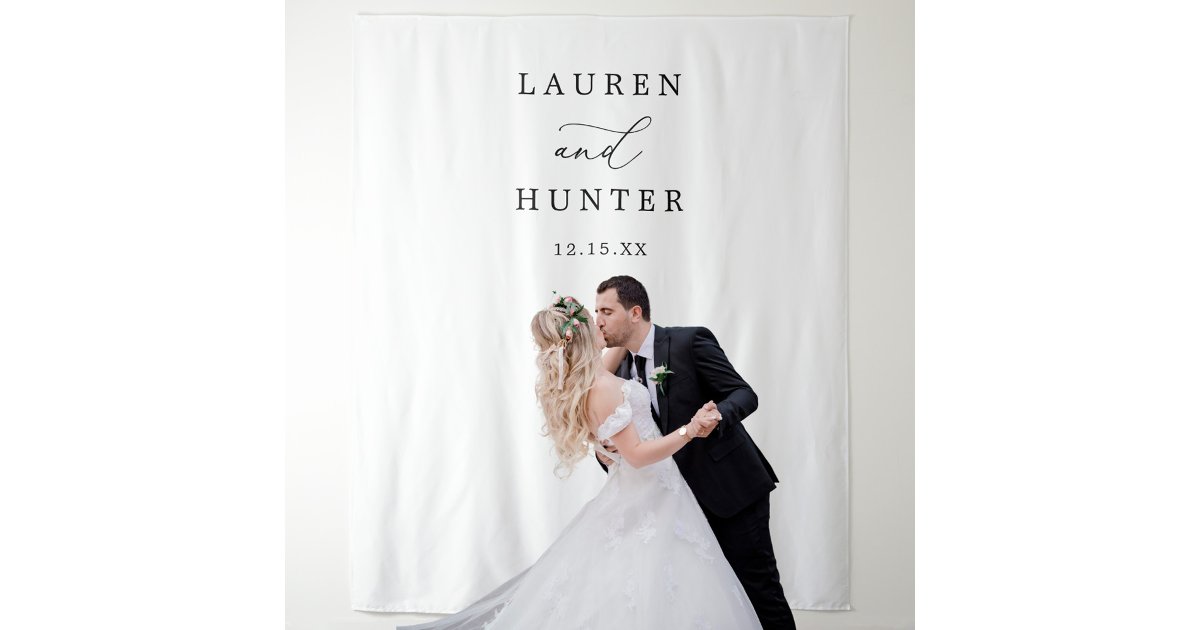 Elegant Calligraphy Wedding Backdrop | Zazzle