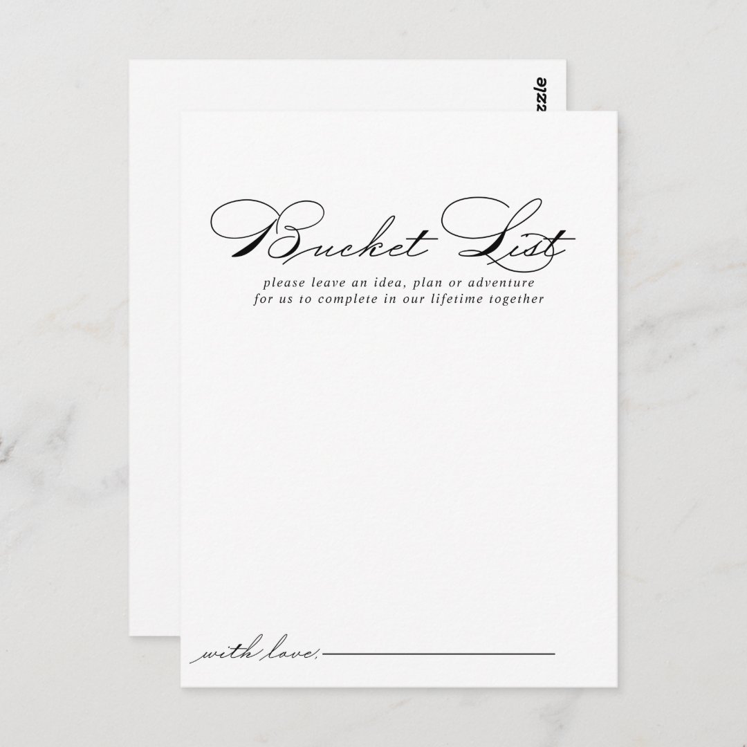 Elegant Calligraphy Wedding Bucket List Cards | Zazzle