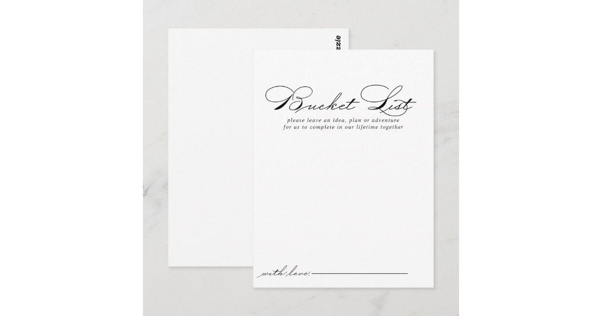 Elegant Calligraphy Wedding Bucket List Cards | Zazzle