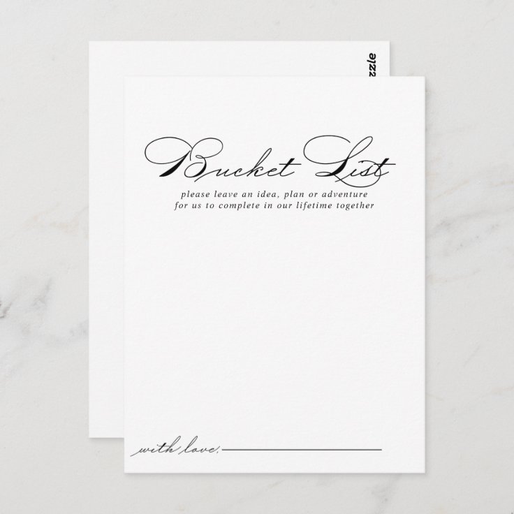 Elegant Calligraphy Wedding Bucket List Cards | Zazzle