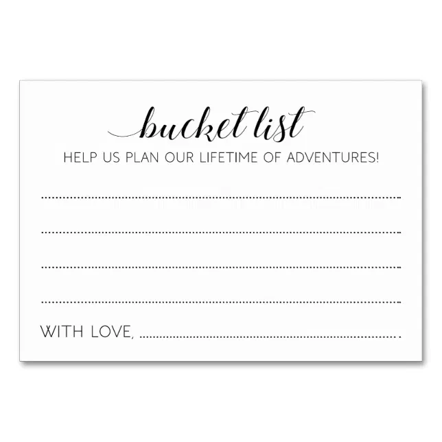 Elegant Calligraphy Wedding Bucket List Idea Cards | Zazzle